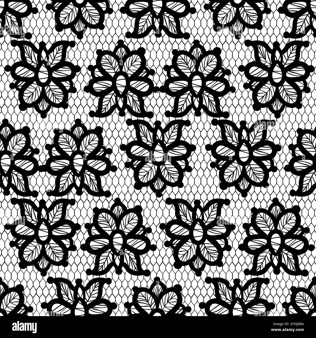This elegant design features a mesmerizing black lace seamless pattern ...