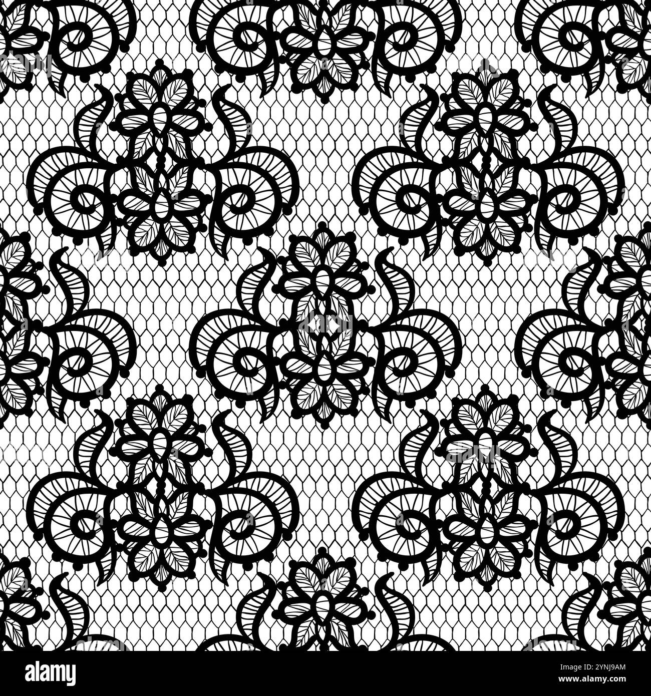 This elegant design features a mesmerizing black lace seamless pattern ...