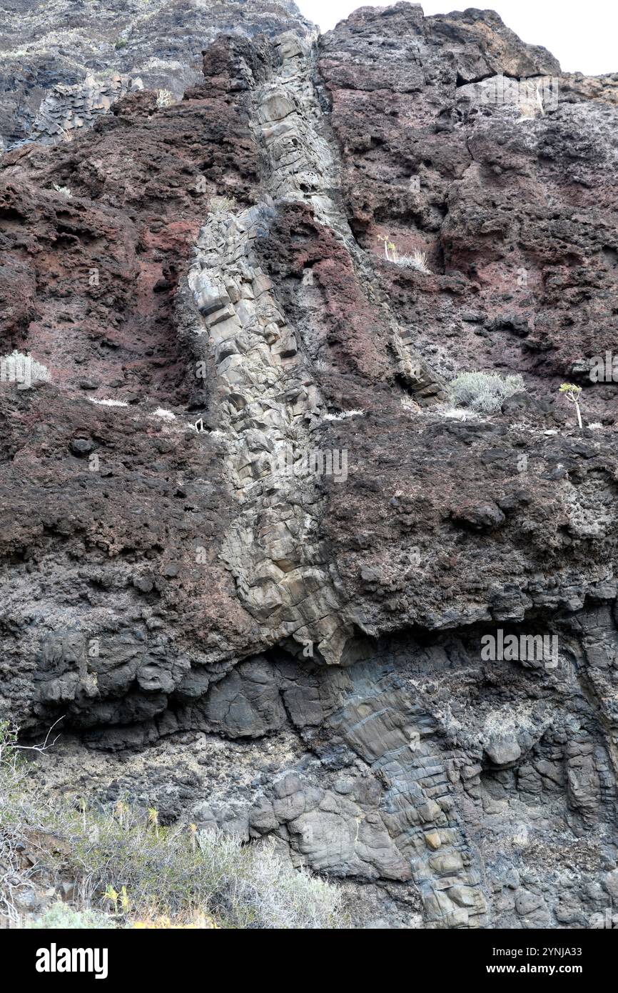 Volcanic dike. Las Playas, El Hierro, Canary Islands, Spain Stock Photo ...