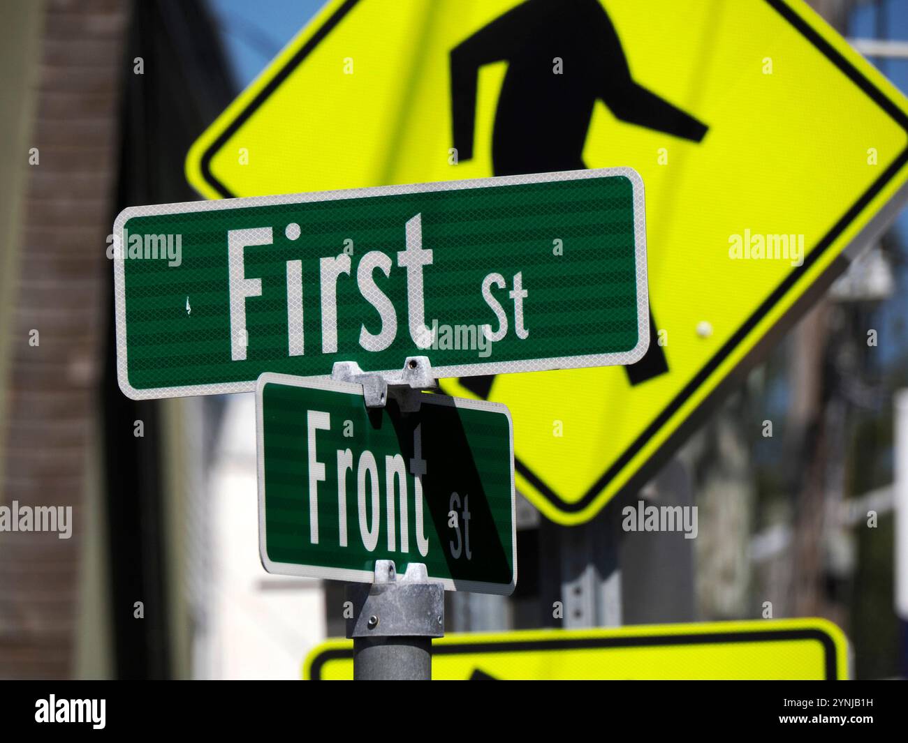 first street sign in greenport long island new york detail Stock Photo ...