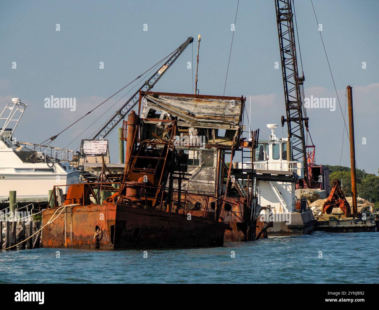 old abandoned rusted ship in harbor port of greenport long island new ...
