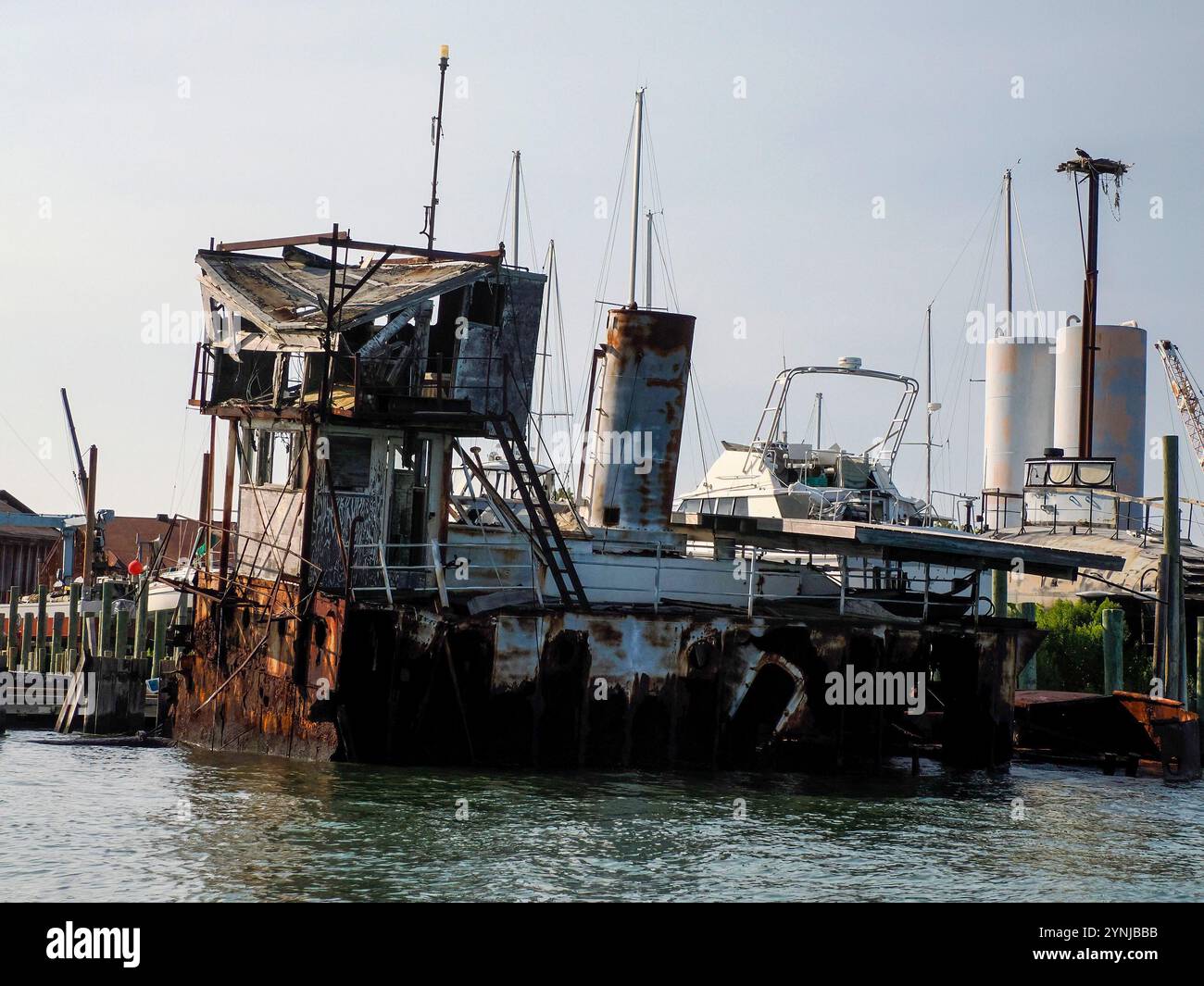 old abandoned rusted ship in harbor port of greenport long island new ...