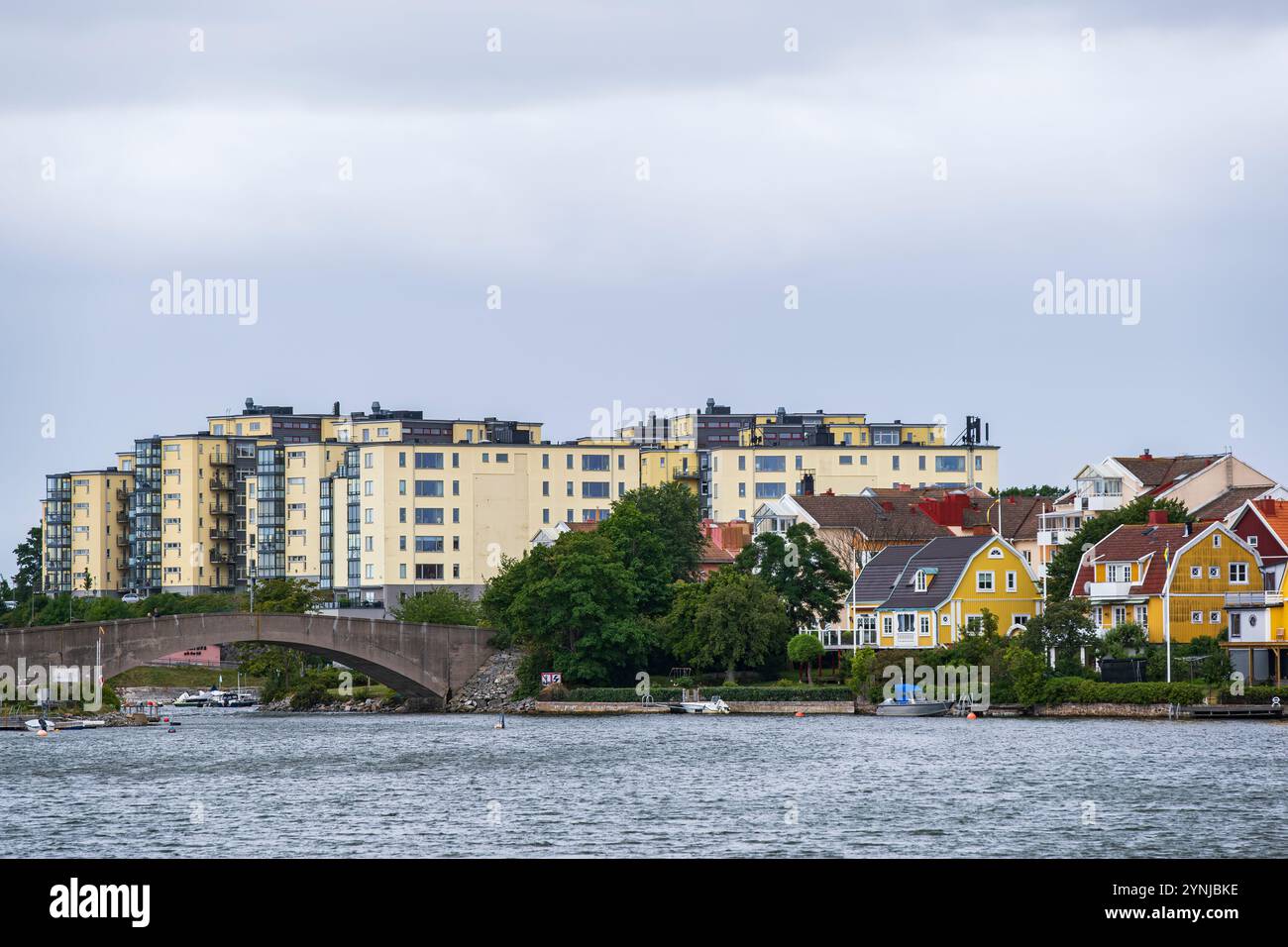 Structures of modern architecture of apartment blocks on Saltö, one of ...