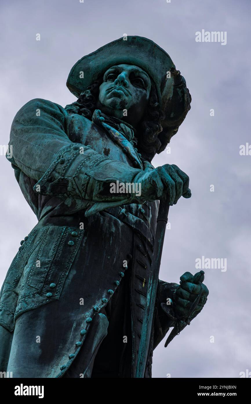 Statue of the city founder King Charles XI on Stortorget, the main or ...
