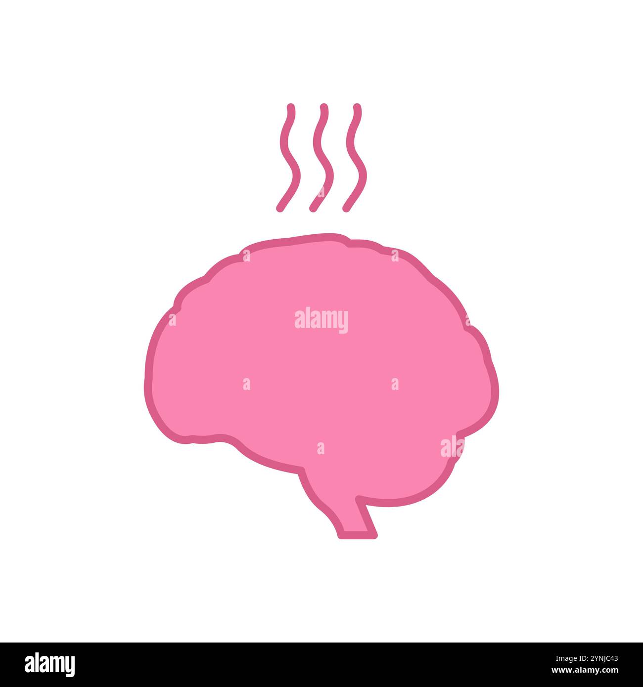 Pink Brain with Steam Icon. Mental Stress Concept Symbol. Burnout and ...