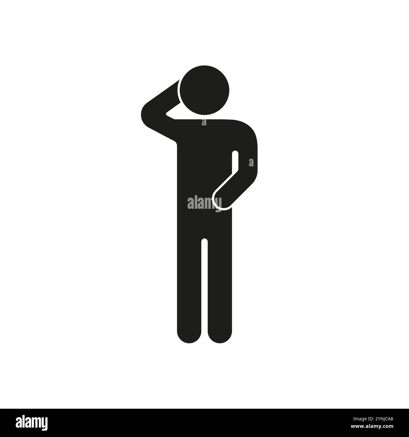 Human Figure in Thinking Pose Silhouette Icon. Contemplative Gesture ...