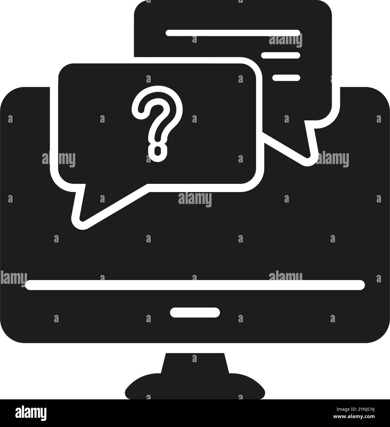 Desktop Computer with Message Speech Bubbles Silhouette Icon. Online ...