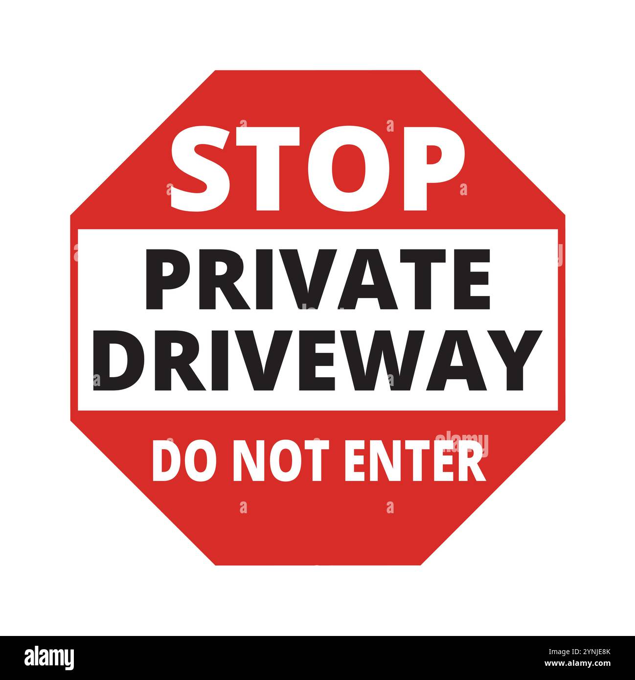 Stop private driveway do not enter sign on a white background Stock ...