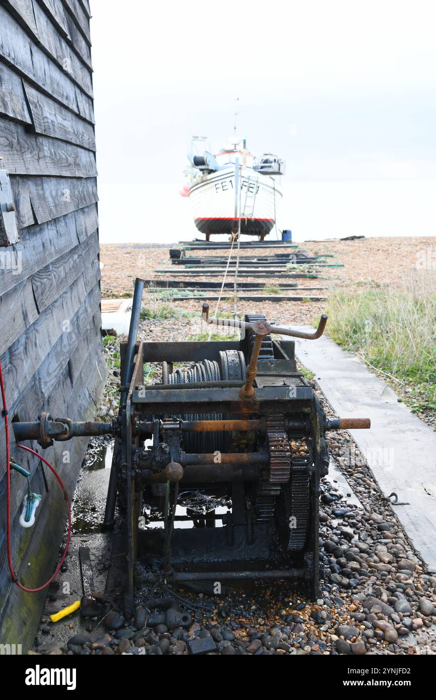Old oily boat winch hi-res stock photography and images - Alamy