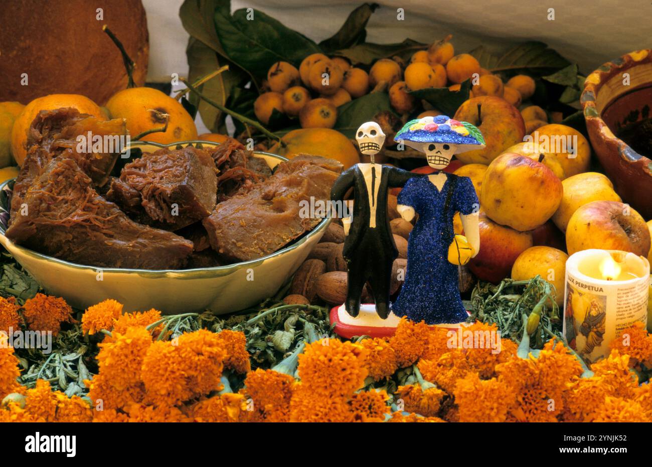 Papier-mache skeleton figures, altar competition, Fiesta de Muertos ...