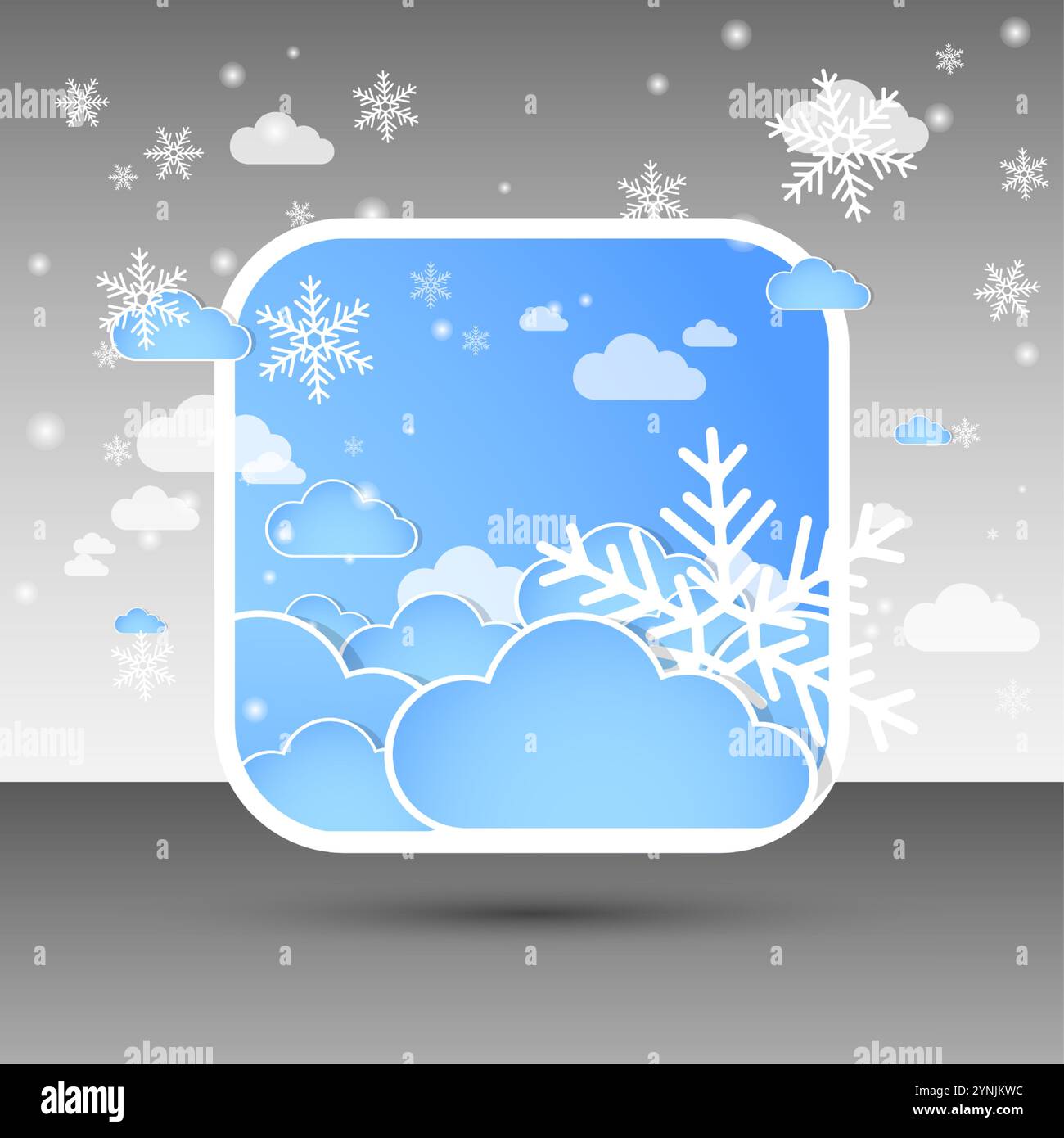 Abstract blue Winter square background with snowflakes. Vector illustration Stock Vector Image ...