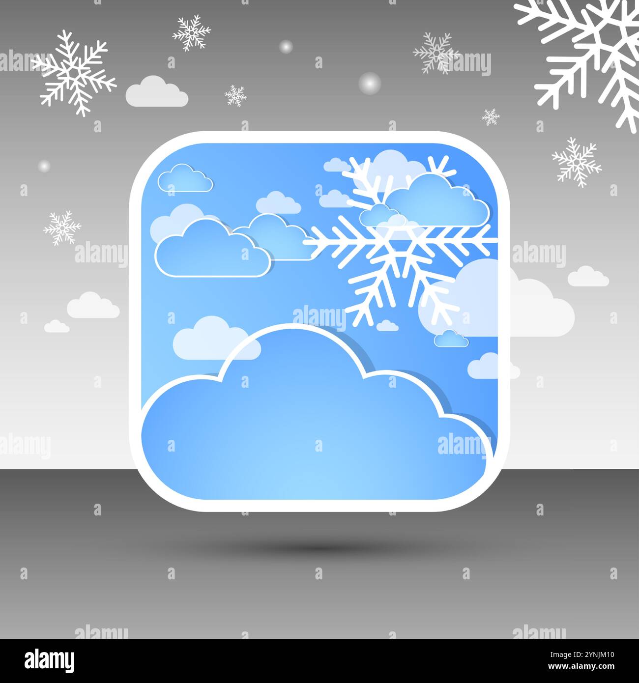 Abstract blue Winter square background with snowflakes. Vector ...