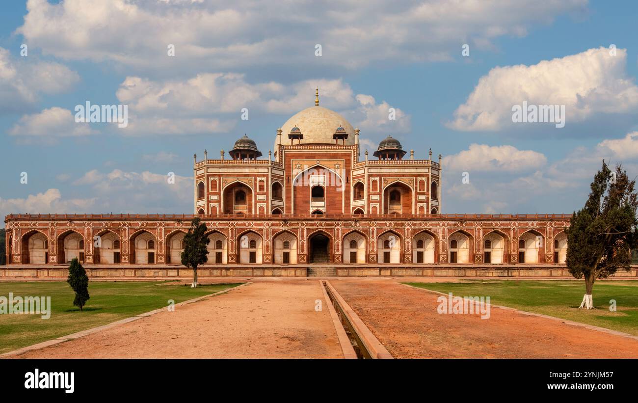 Humayun Tomb in a misty morning after sun rise.It is a mausoleum built ...