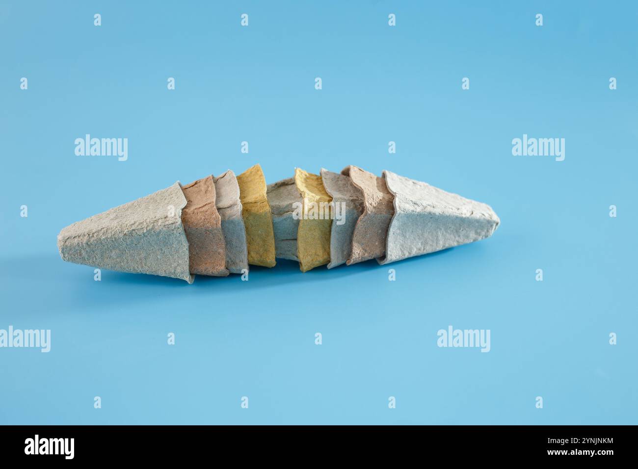 Recycled cardboard structure resembling an iguana body segment on a ...