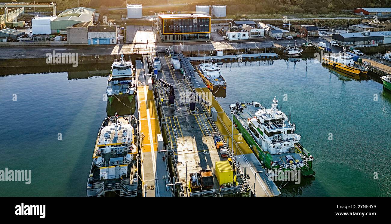 Buckie Harbour Moray Coast Scotland moored offshore wind turbine ...