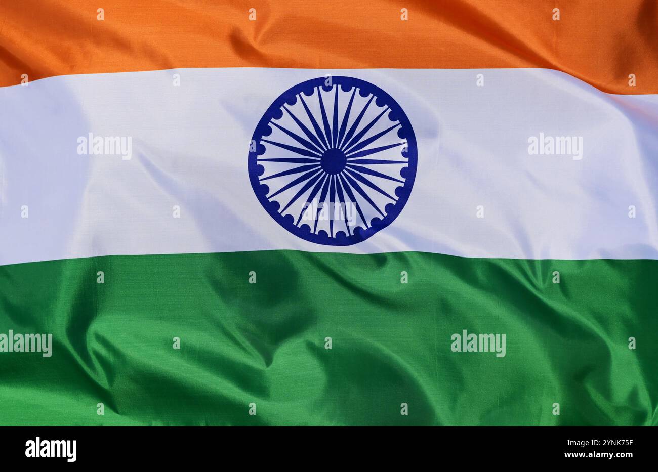 Close-up of the national flag of India,fluttering in the wind with ...
