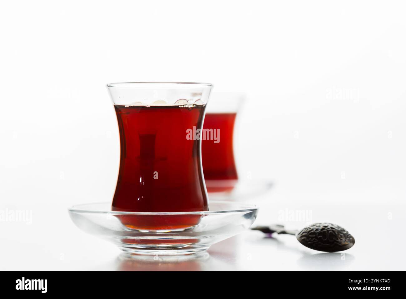 Turkish tea in traditional glass isolated on white background Stock ...