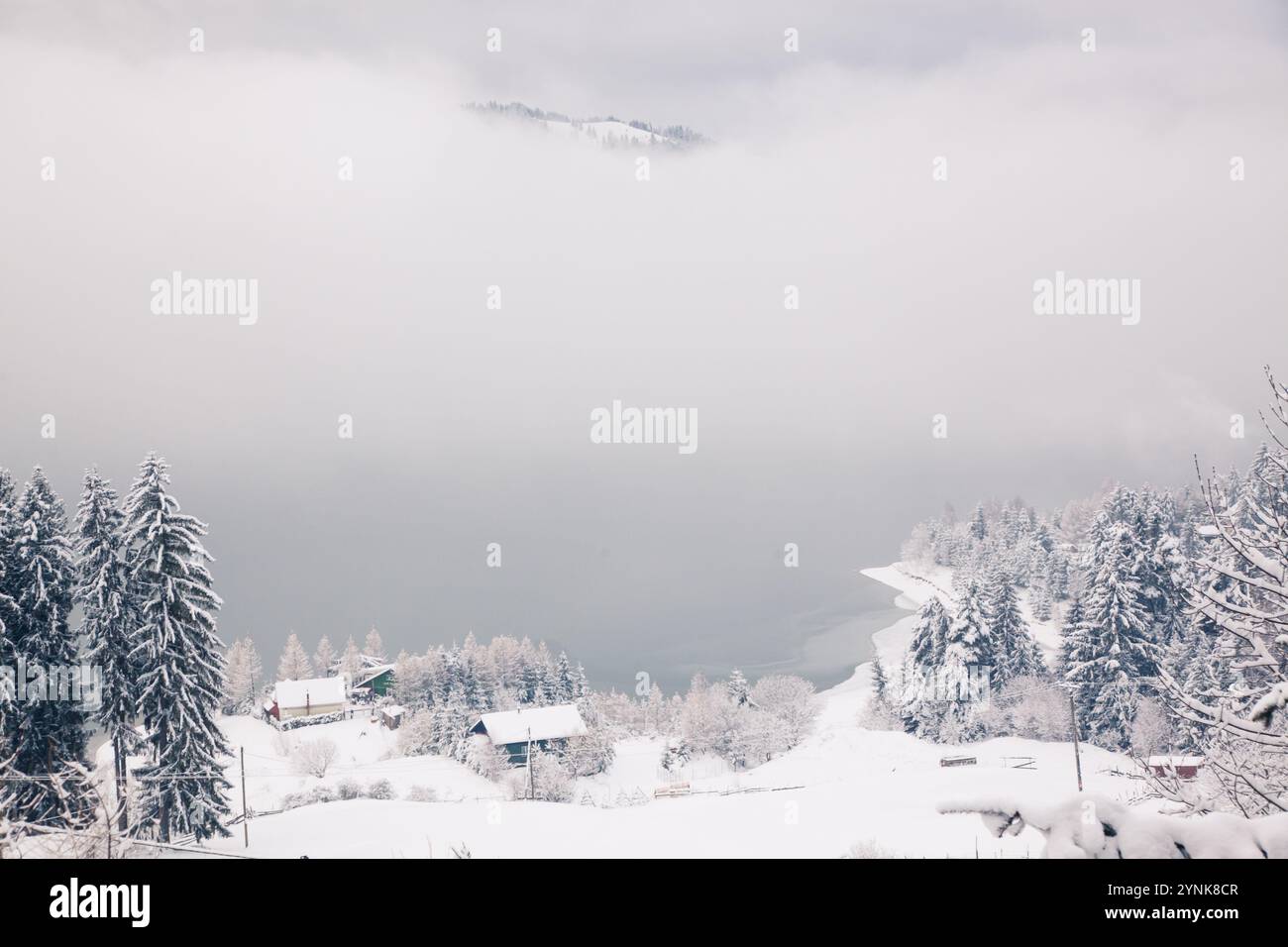 winter at Colibita lake, Romania Stock Photo - Alamy