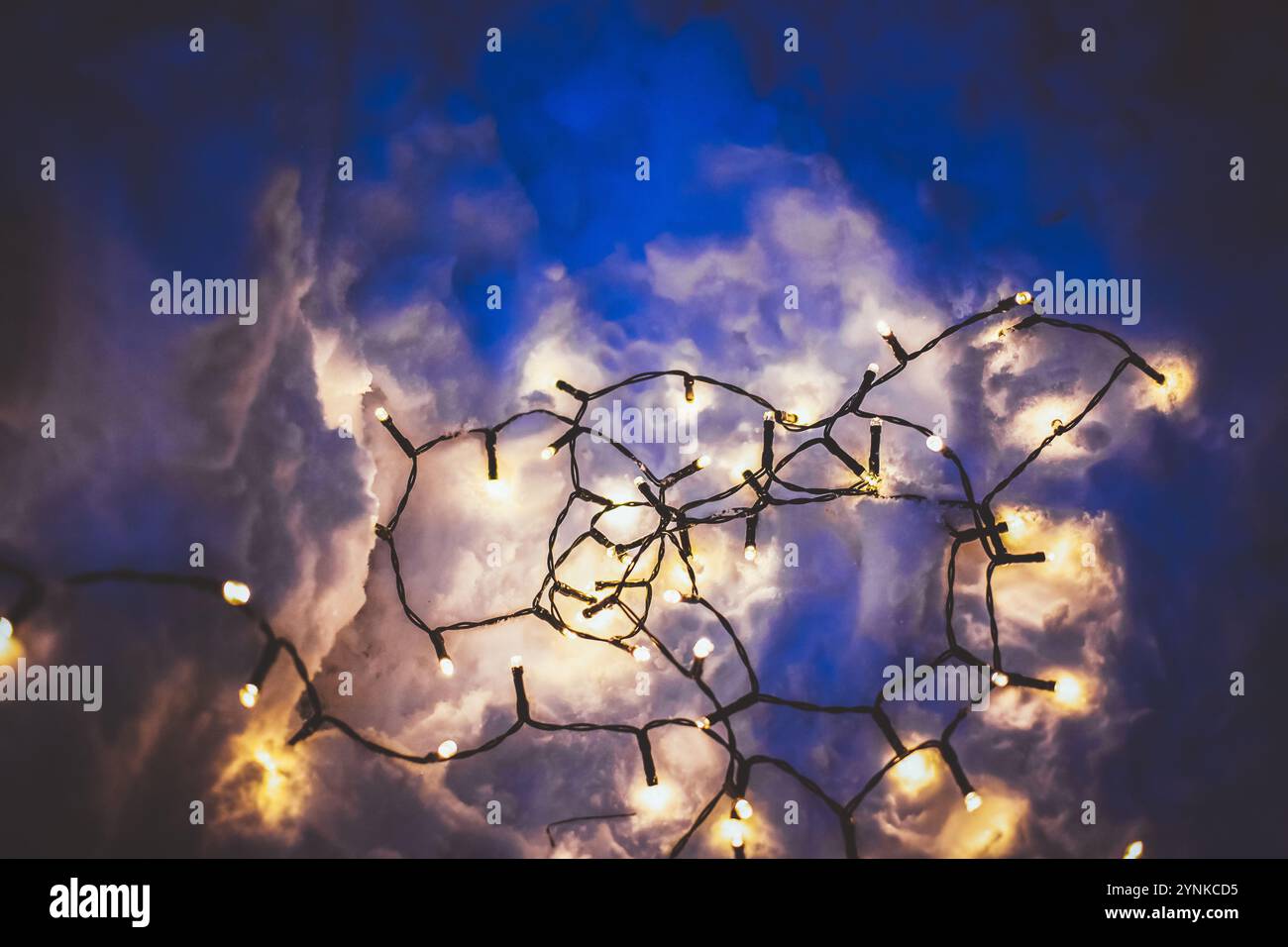 christmas lights in snow Stock Photo - Alamy