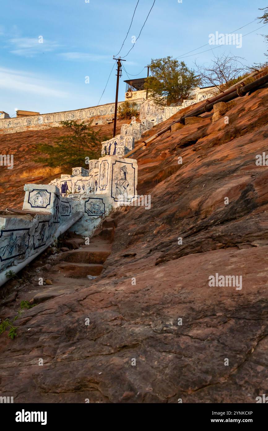 artistic art made at mountain stairs at morning image is taken jodhpur ...