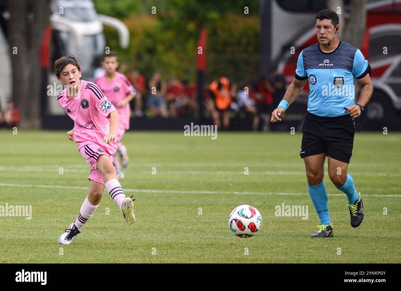 Rosario, Argentina. 25th Nov, 2024. Thiago Messi (l), son of soccer ...