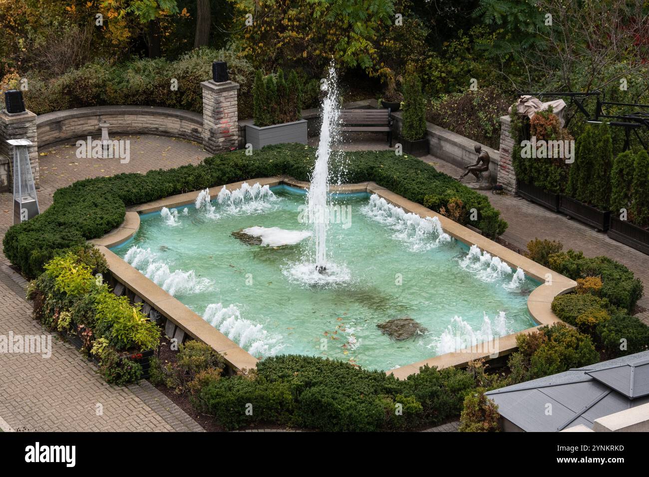 Water fountain in the garden at Casa Loma on Austin Terrace in Toronto ...