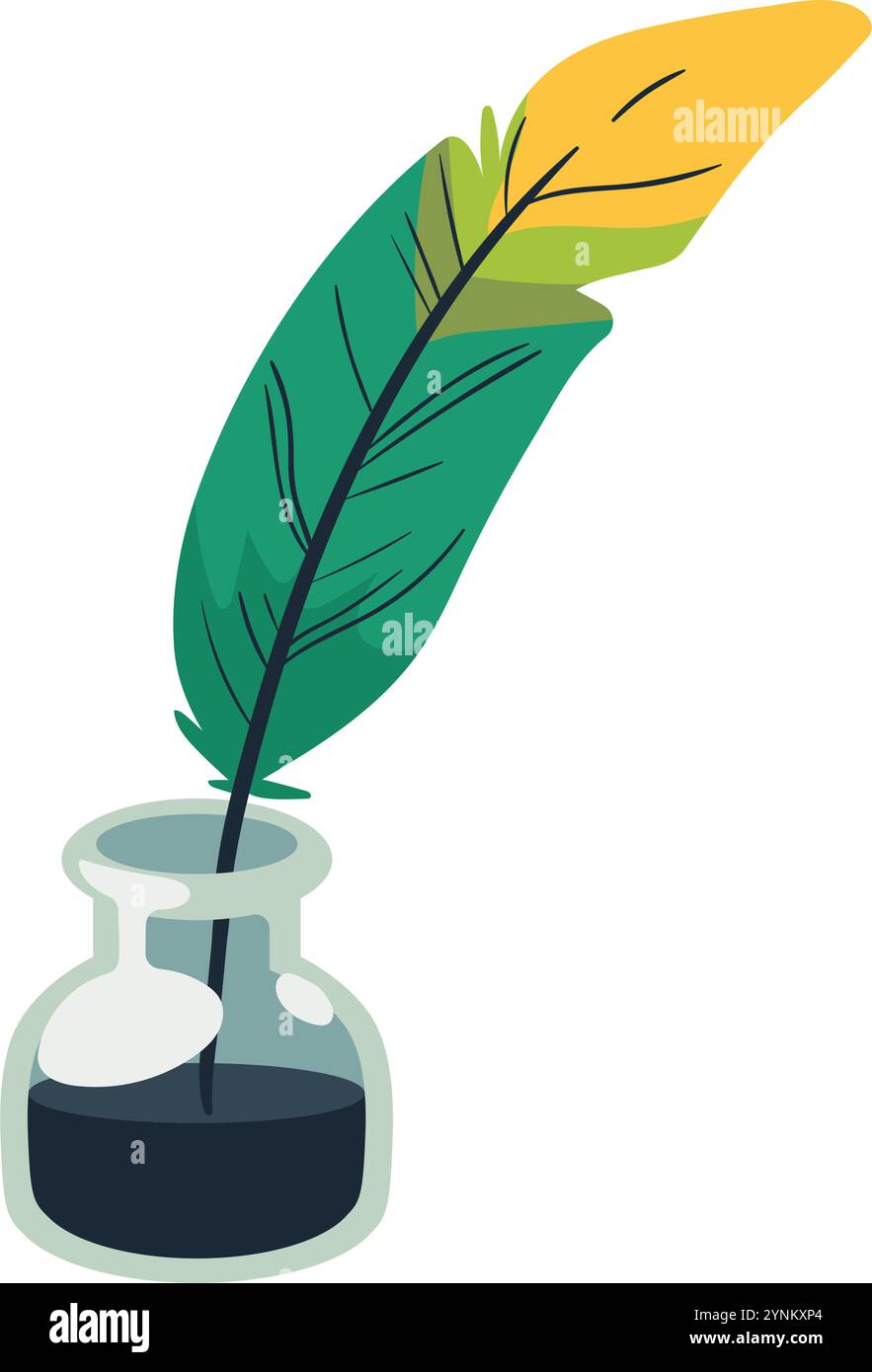 feather pen in ink bottle Stock Vector Image & Art - Alamy