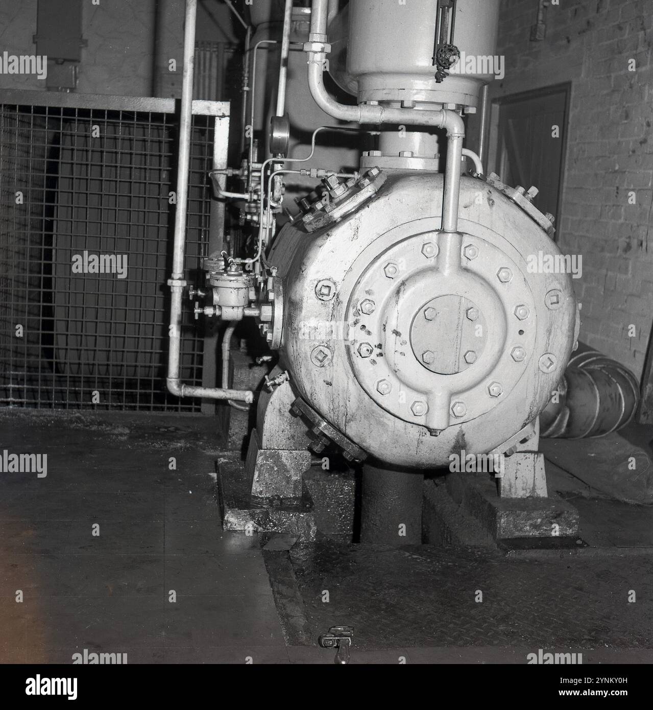 1950s, historical, industry, an Ingersoll-Rand industrial compressor of ...