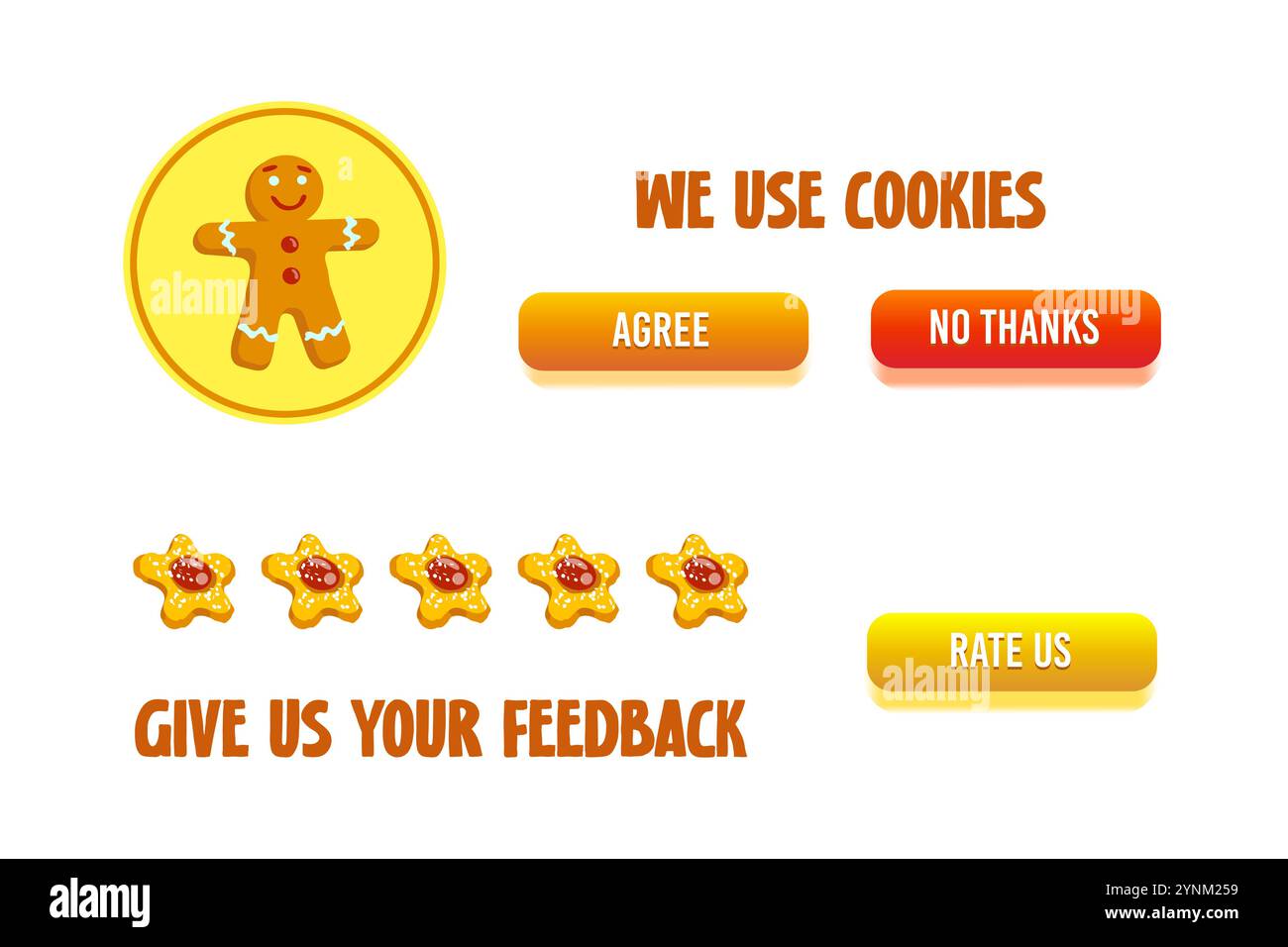 Gingerbread man, humorous rating cookies, buttons Stock Vector Image ...