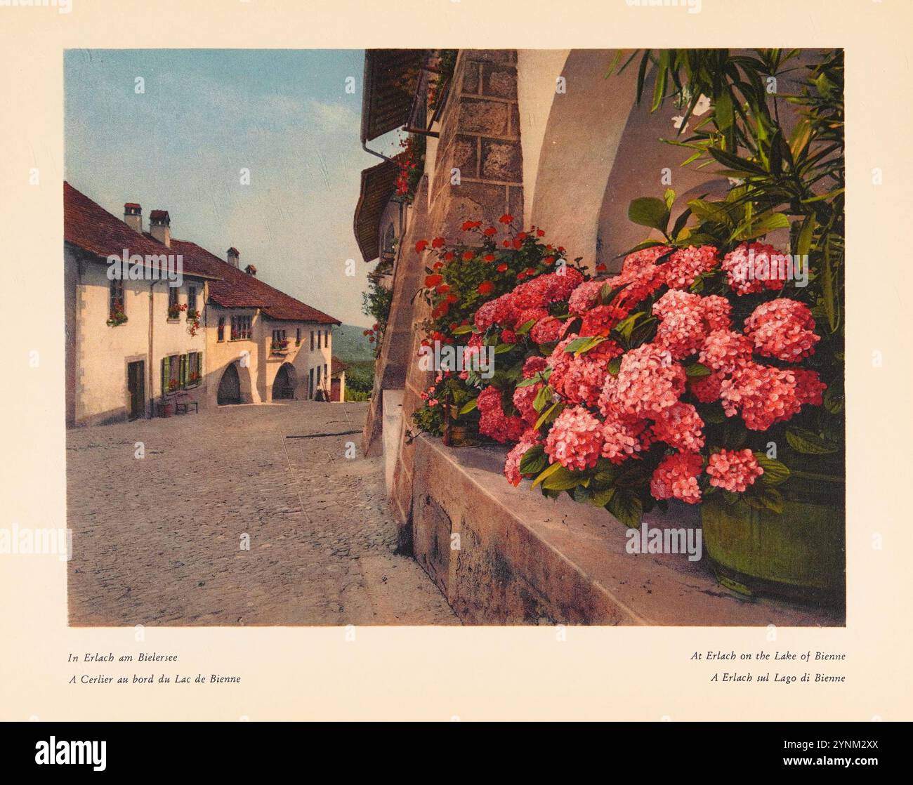 Streets in Erlach, Switzerland. Coloured Plate Lithograph From Swiss ...