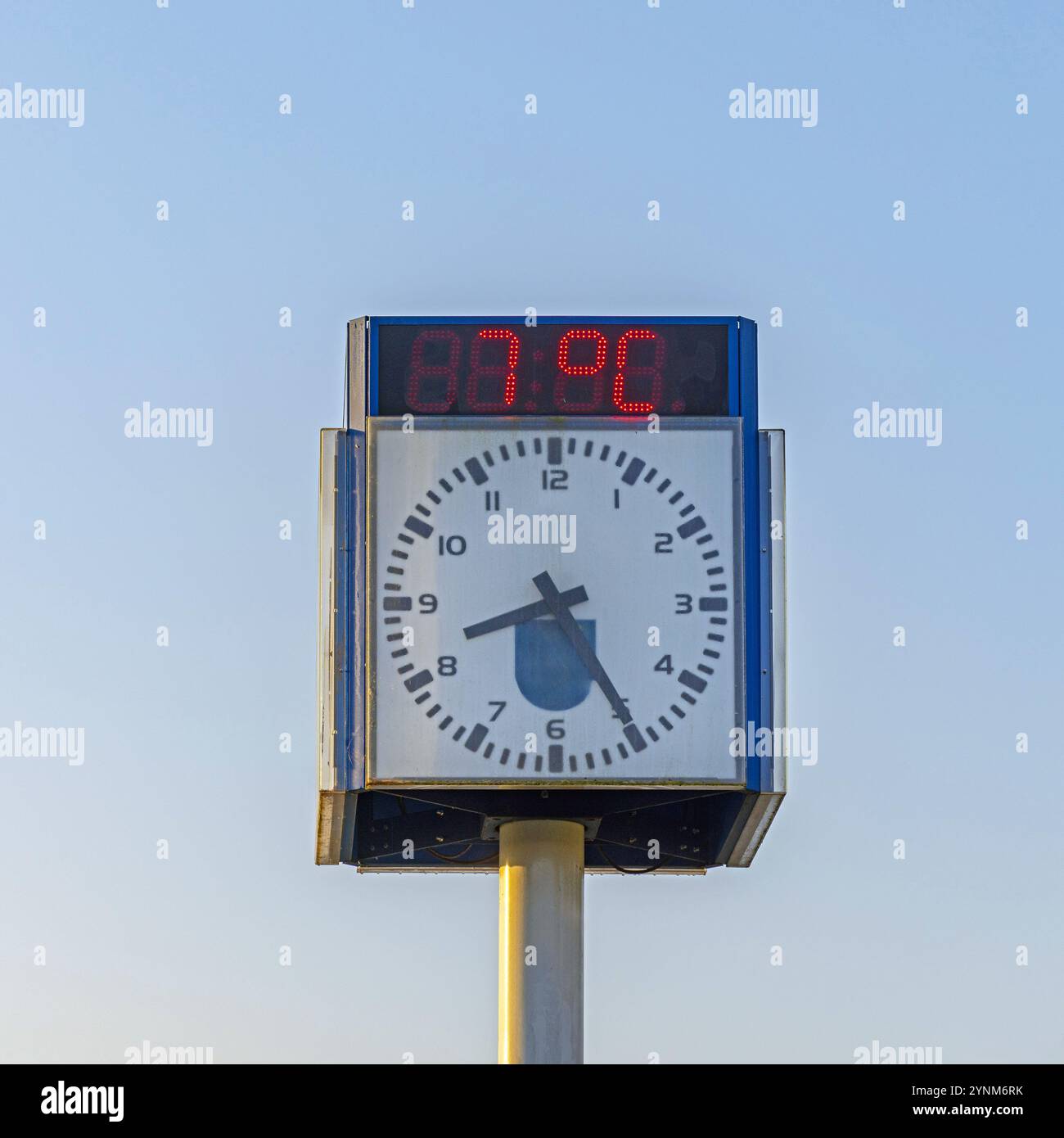 Analogue Public Clock With Digital Temperature Led Display at Top Stock ...