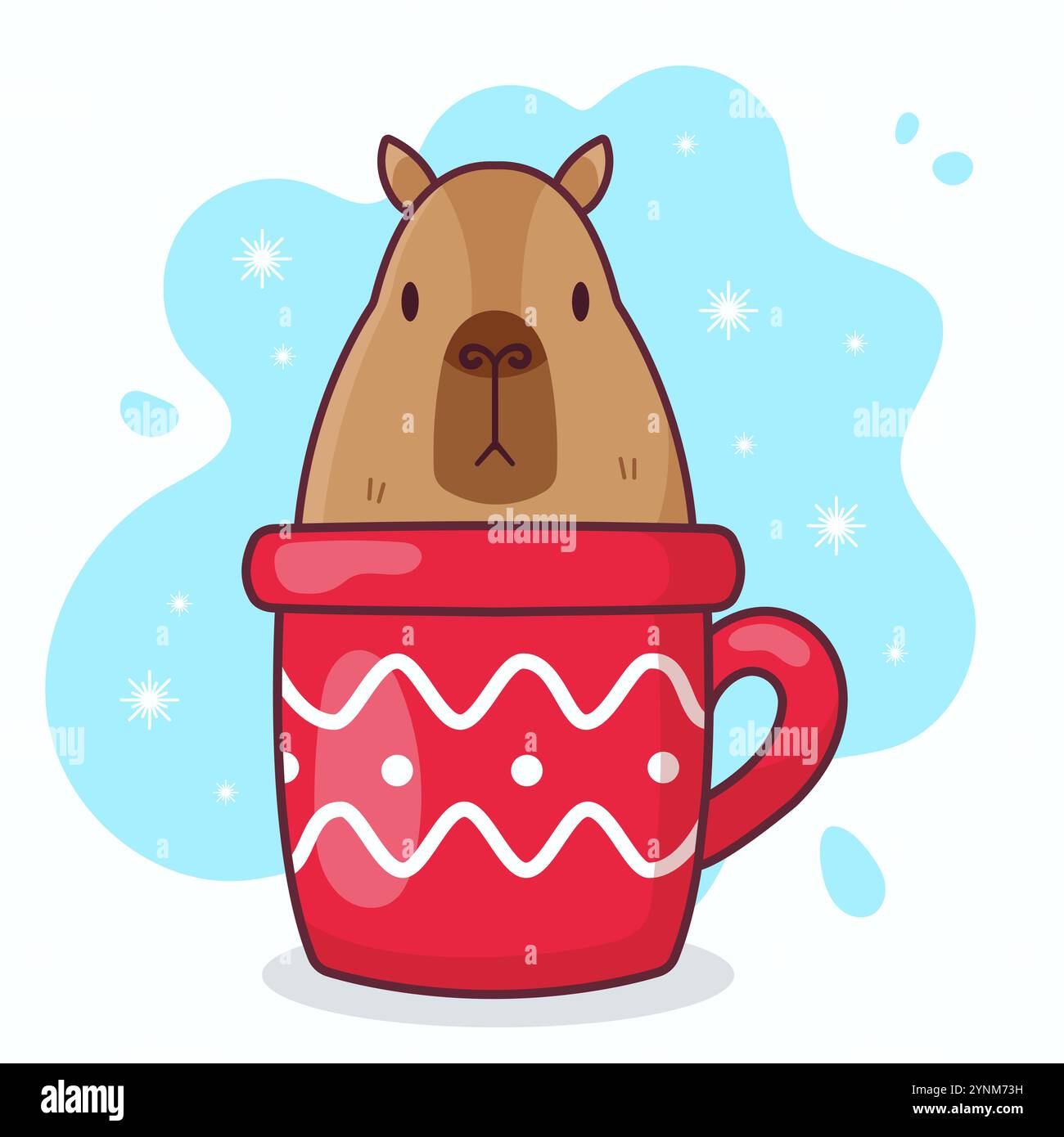 Cute capybara in a red cup. Vector Christmas illustration Stock Vector ...