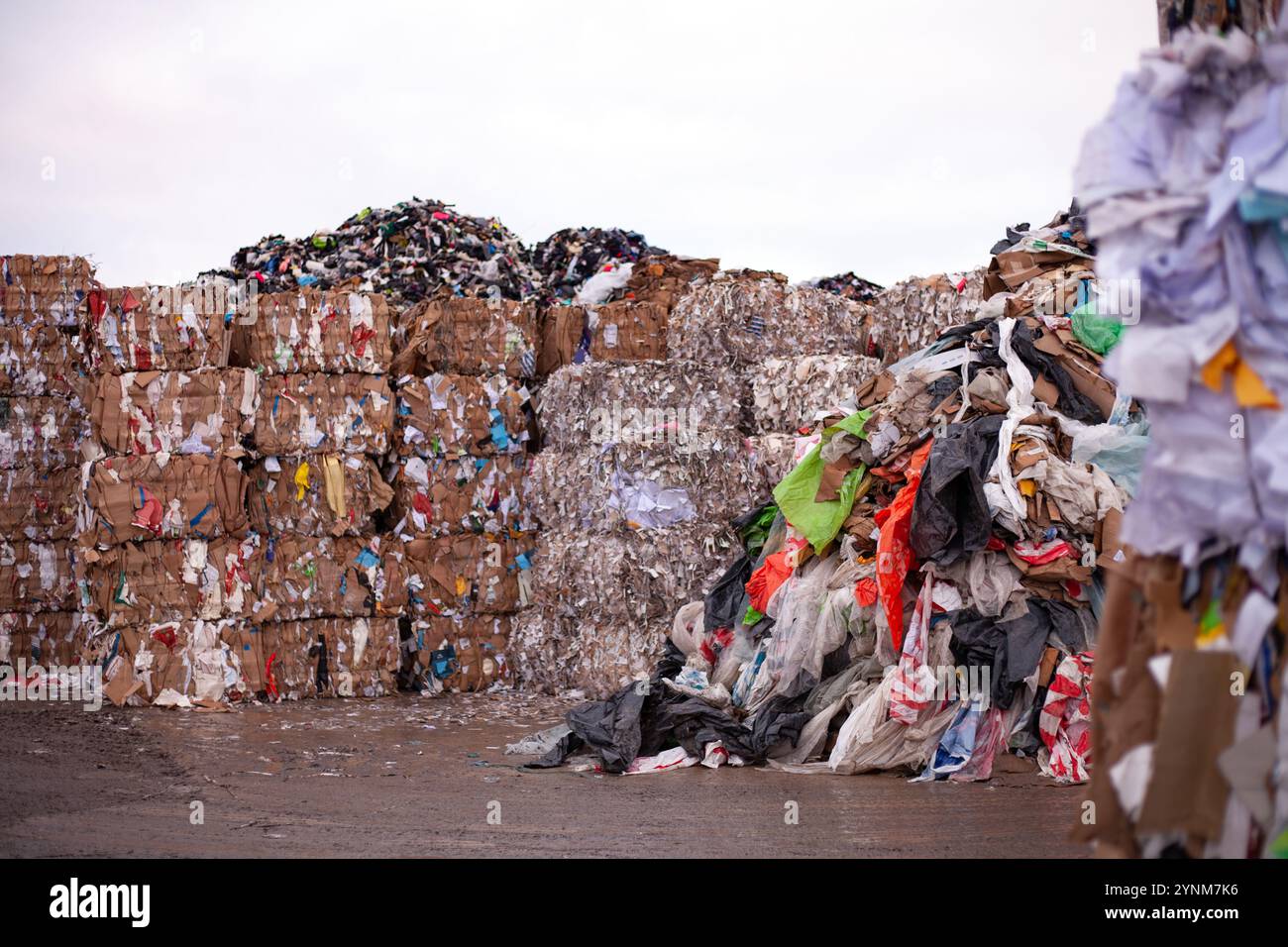 Sorted garbage at the dump - plastic, paper, fabric Stock Photo - Alamy