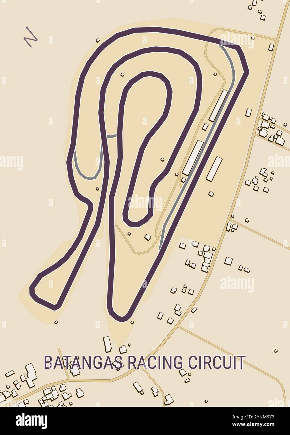 The image depicts a map of the Batangas Racing Circuit, a race track ...
