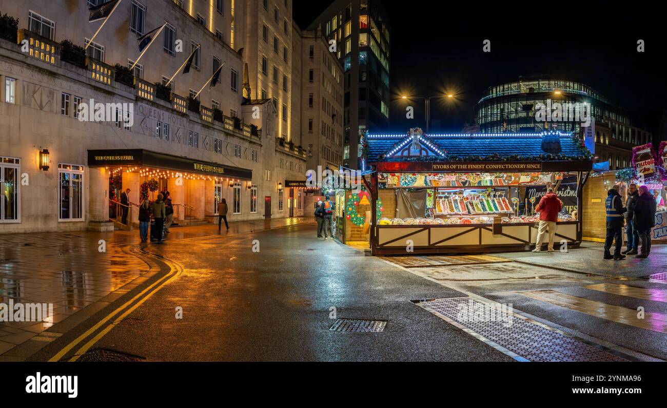 CITY SQUARE, LEEDS, UK - NOVEMBER 25, 2024. Landscape panorama of ...