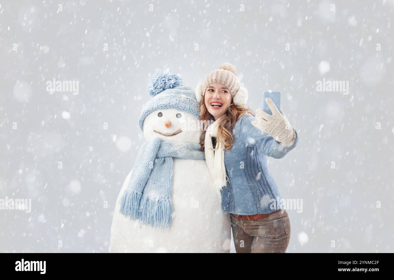 Happy young Social media influencer travel woman taking a selfie with a ...