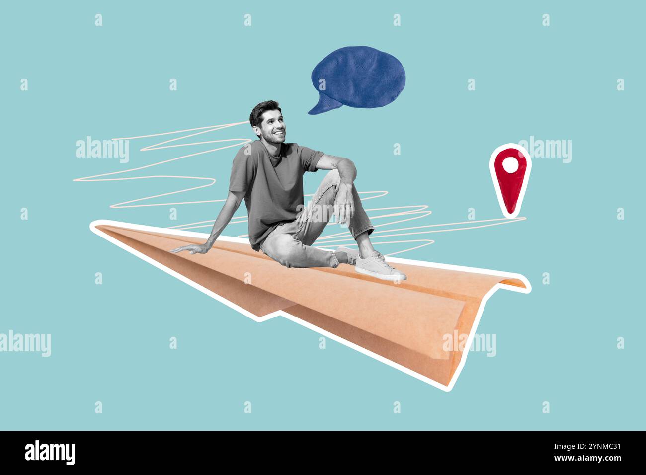 Creative composite sketch design artwork collage of speech bubble empty ...