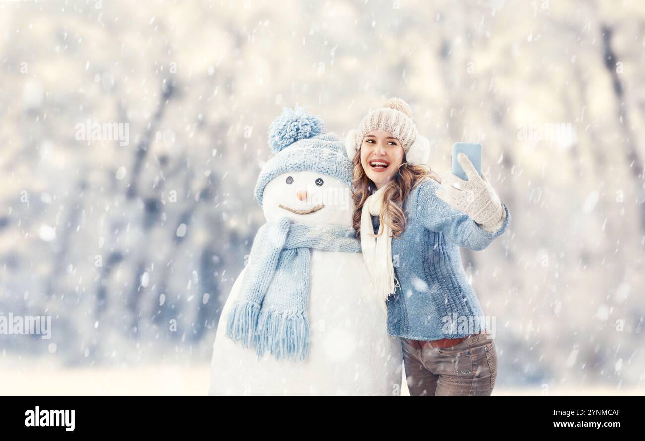 Happy young Social media influencer travel woman taking a selfie with a ...