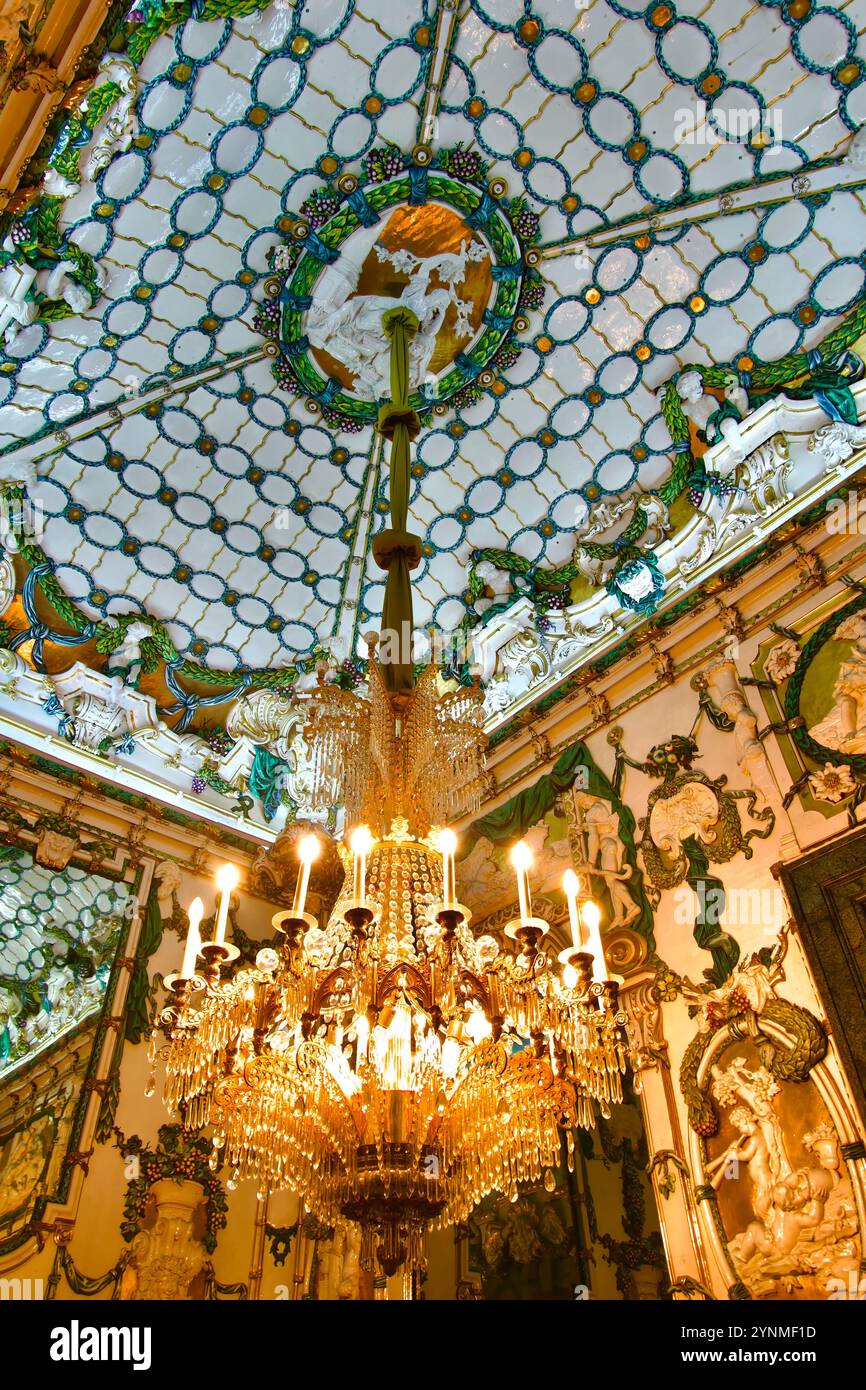 Looking up at the ceramic tiled ceiling the Porcelain room designed by ...