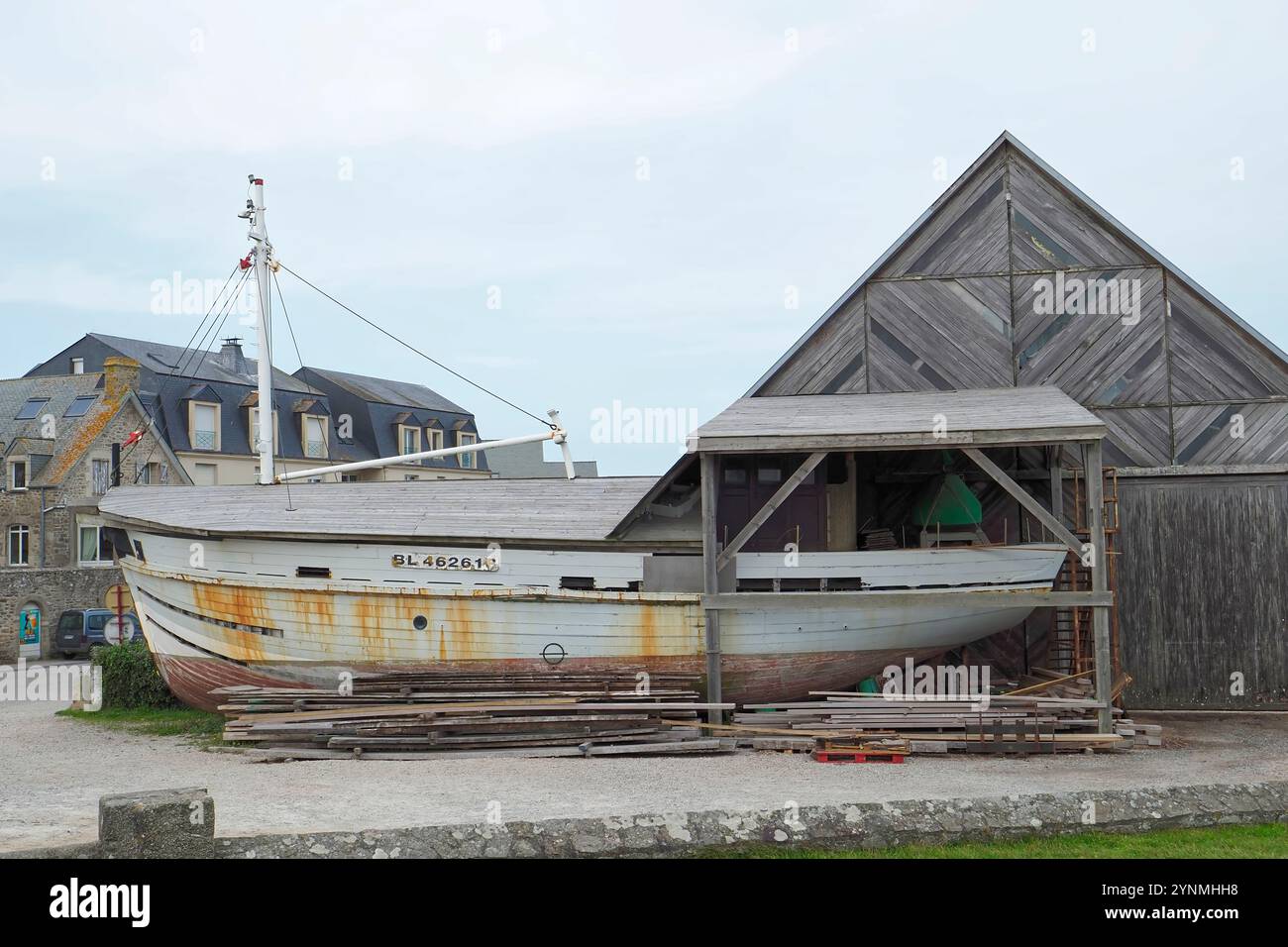 traditional boat repair yard, Saint-Vaast-la-Hougue,Manche,Normandy ...