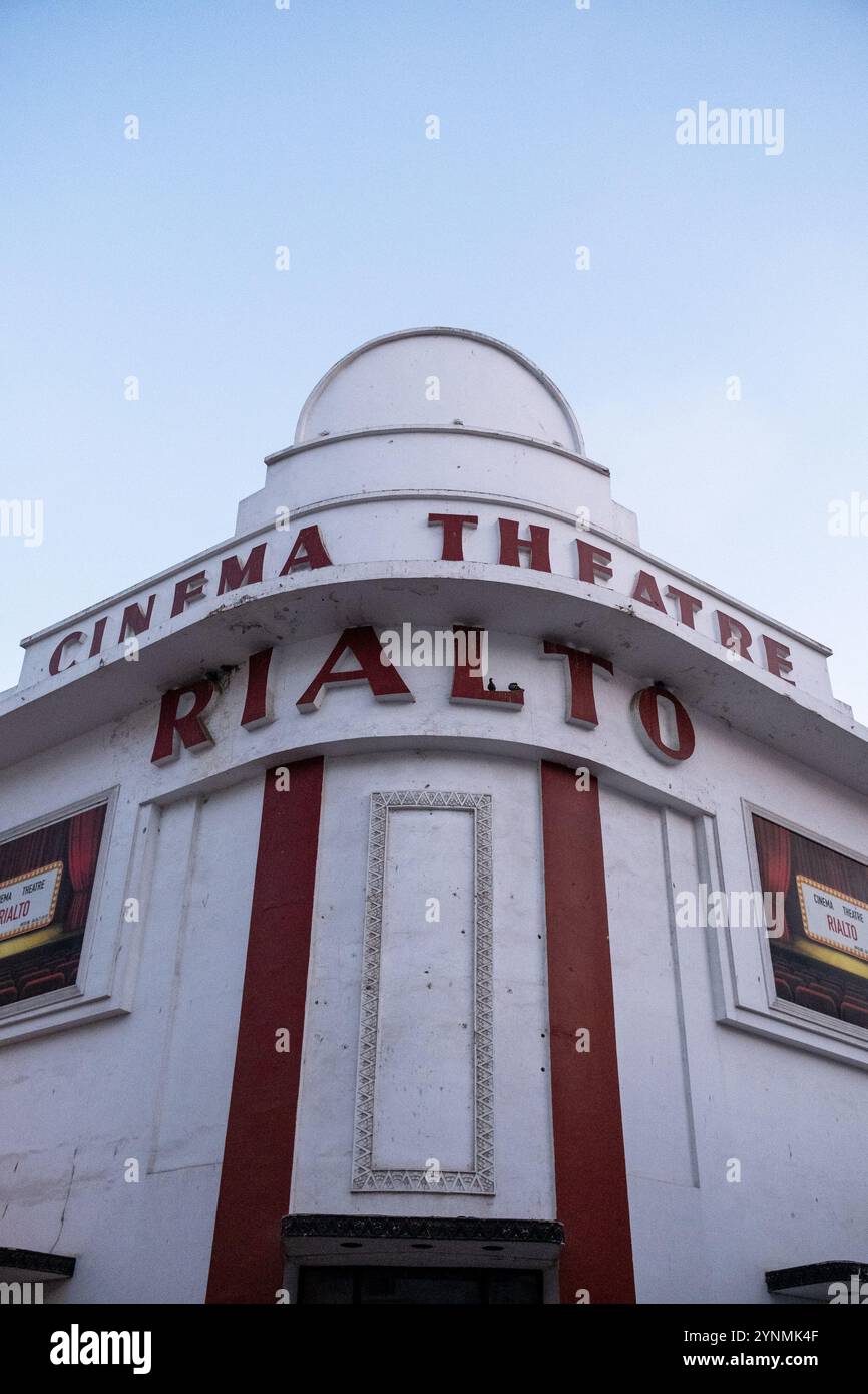 Mythical historic building of the Rialto cinema theatre with neo ...