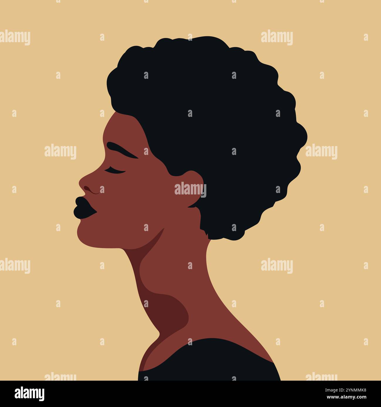 Beautiful African woman with eyes closed portrait. Young female with ...