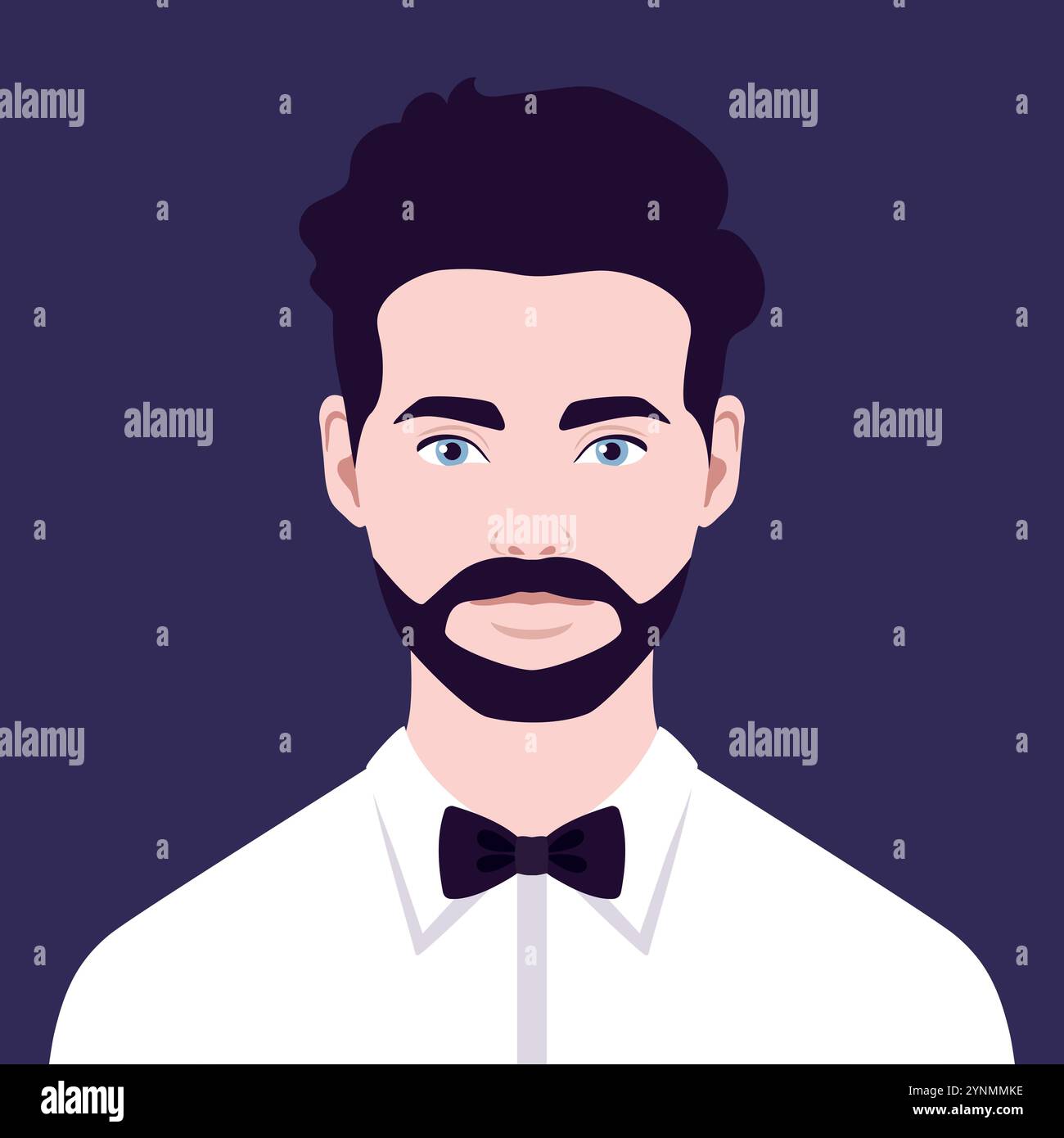 Portrait of a bearded young man with hipster hairstyle in a shirt with ...