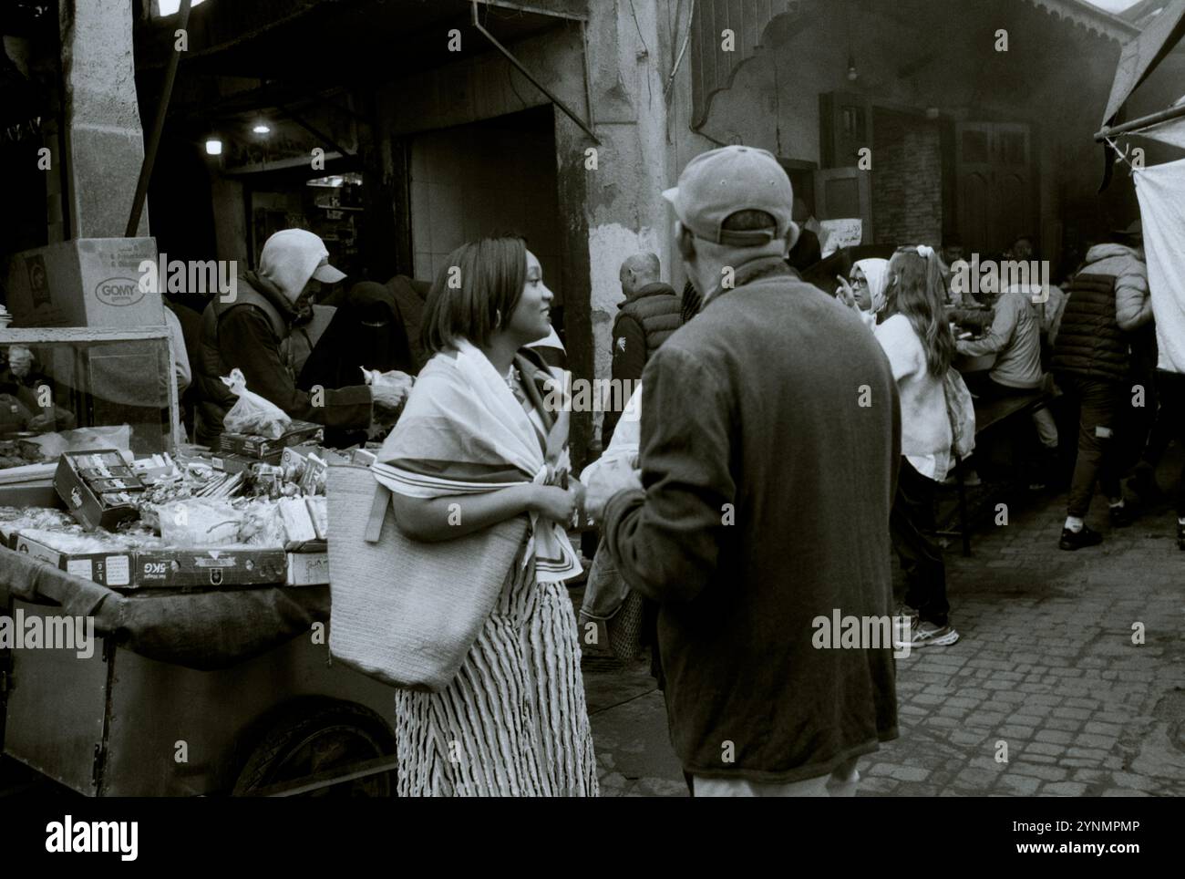 Street life in the souk casbah in the ancient old city of Marrakesh in ...