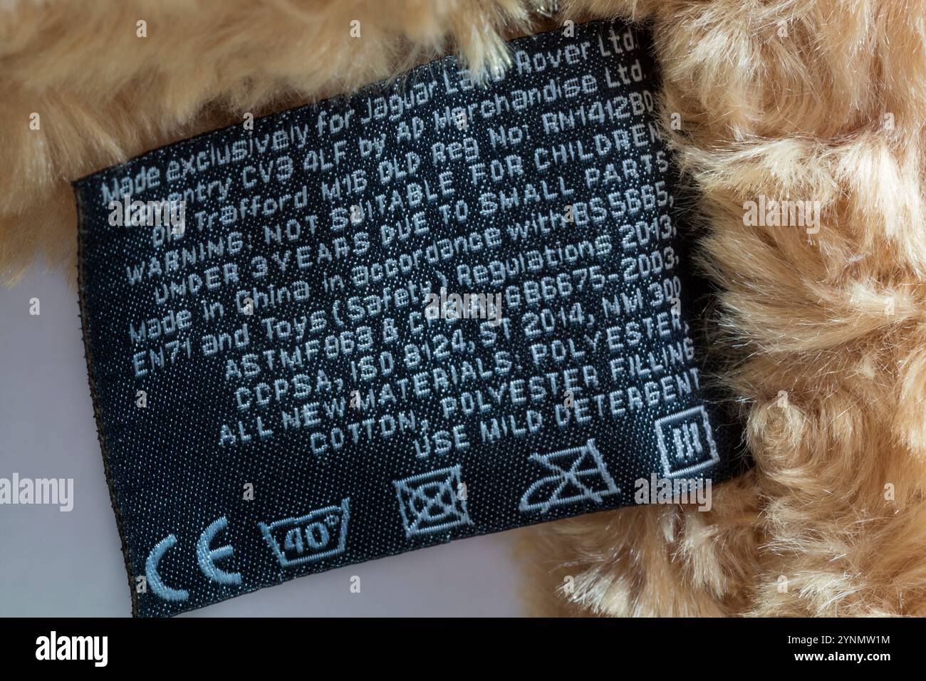 label on Jaguar teddy bear with warning and care washing instructions ...