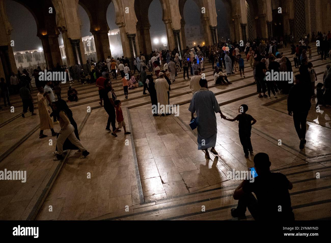 Evening prayer time at the Hassan II Mosque in Casablanca, Morocco on 8 ...