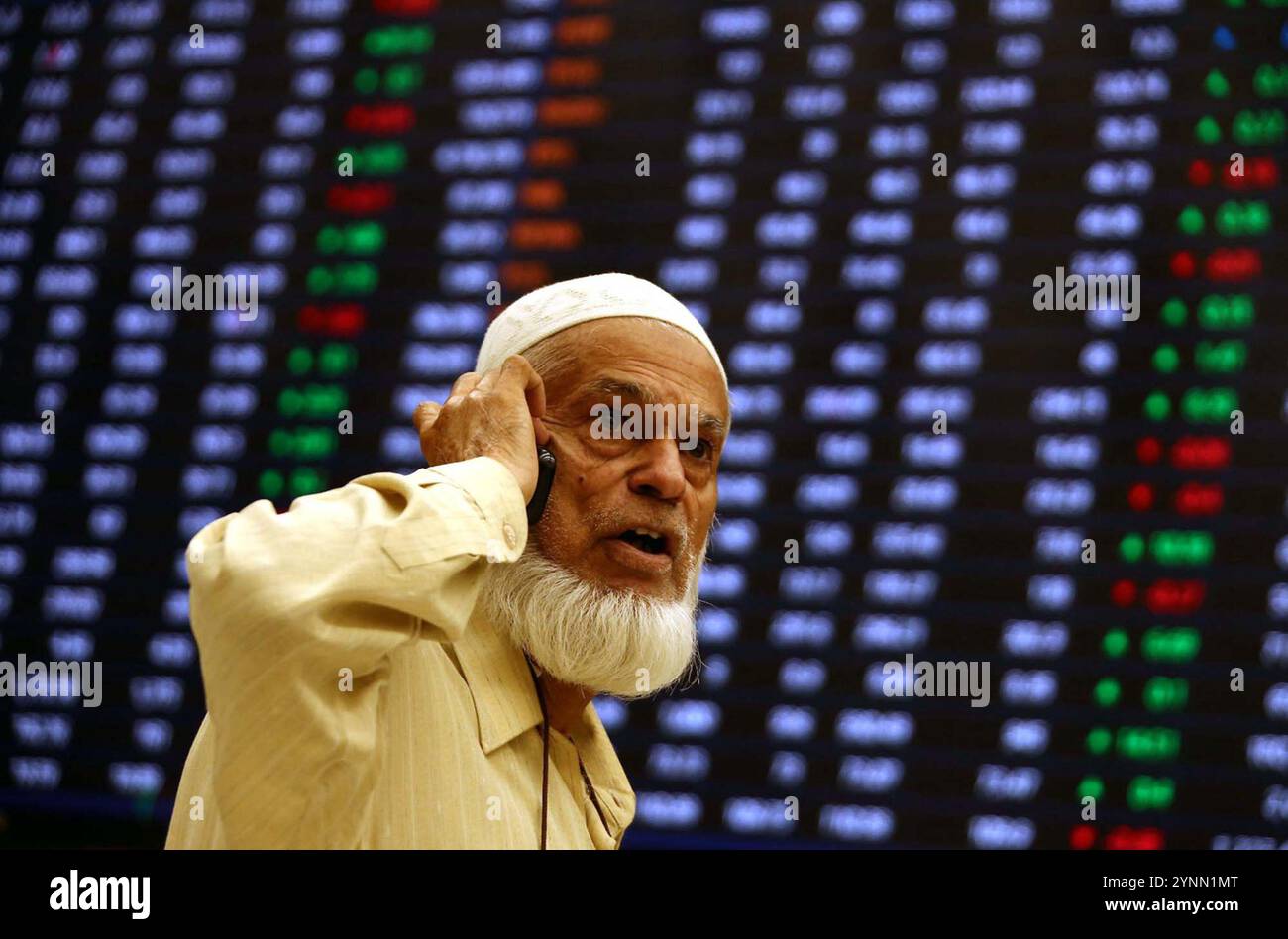 Brokers are busy in trading at Pakistan Stock Exchange (PSX) in Karachi ...