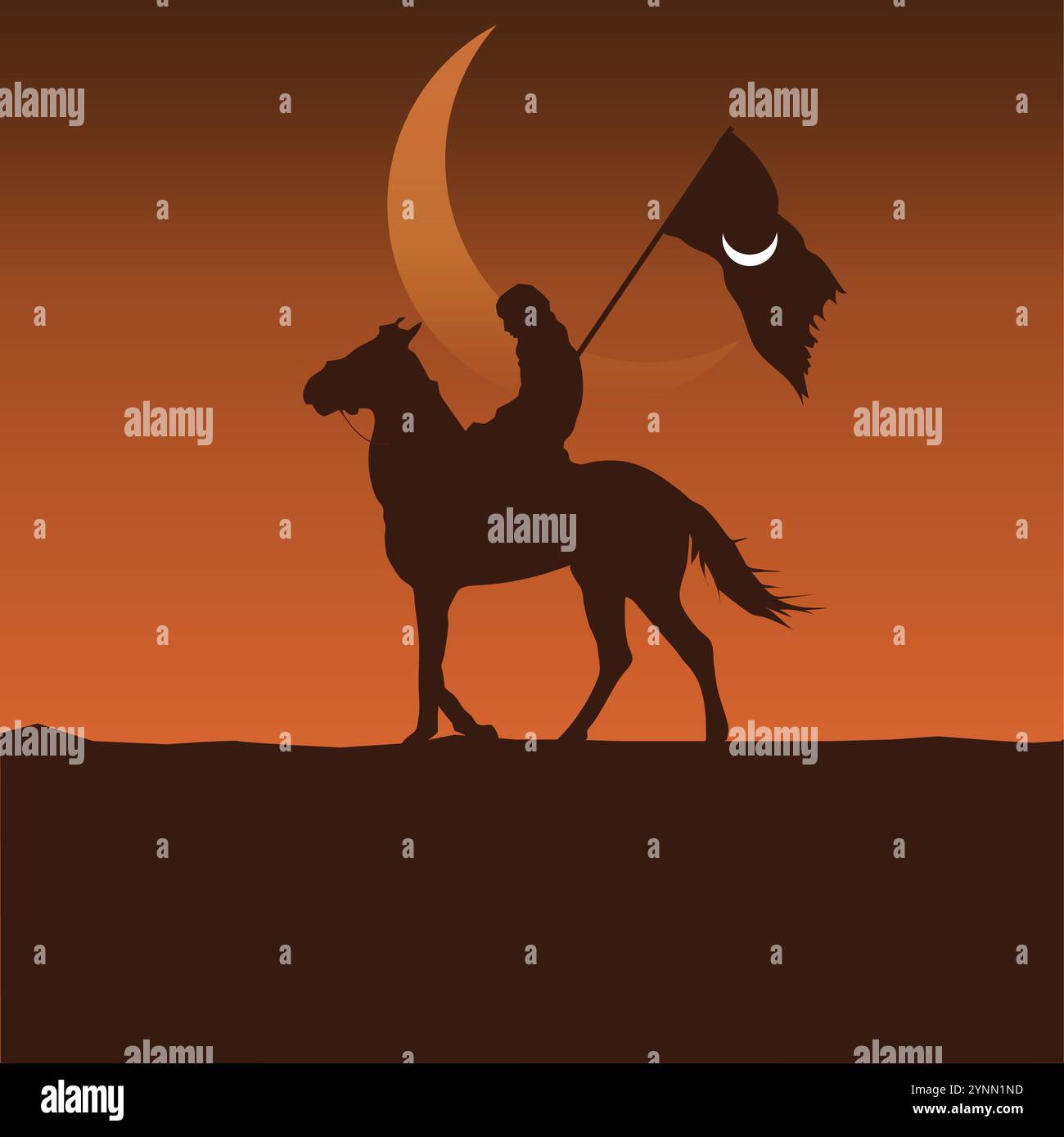 Muslim fighter with horse Illustration Stock Vector Image & Art - Alamy