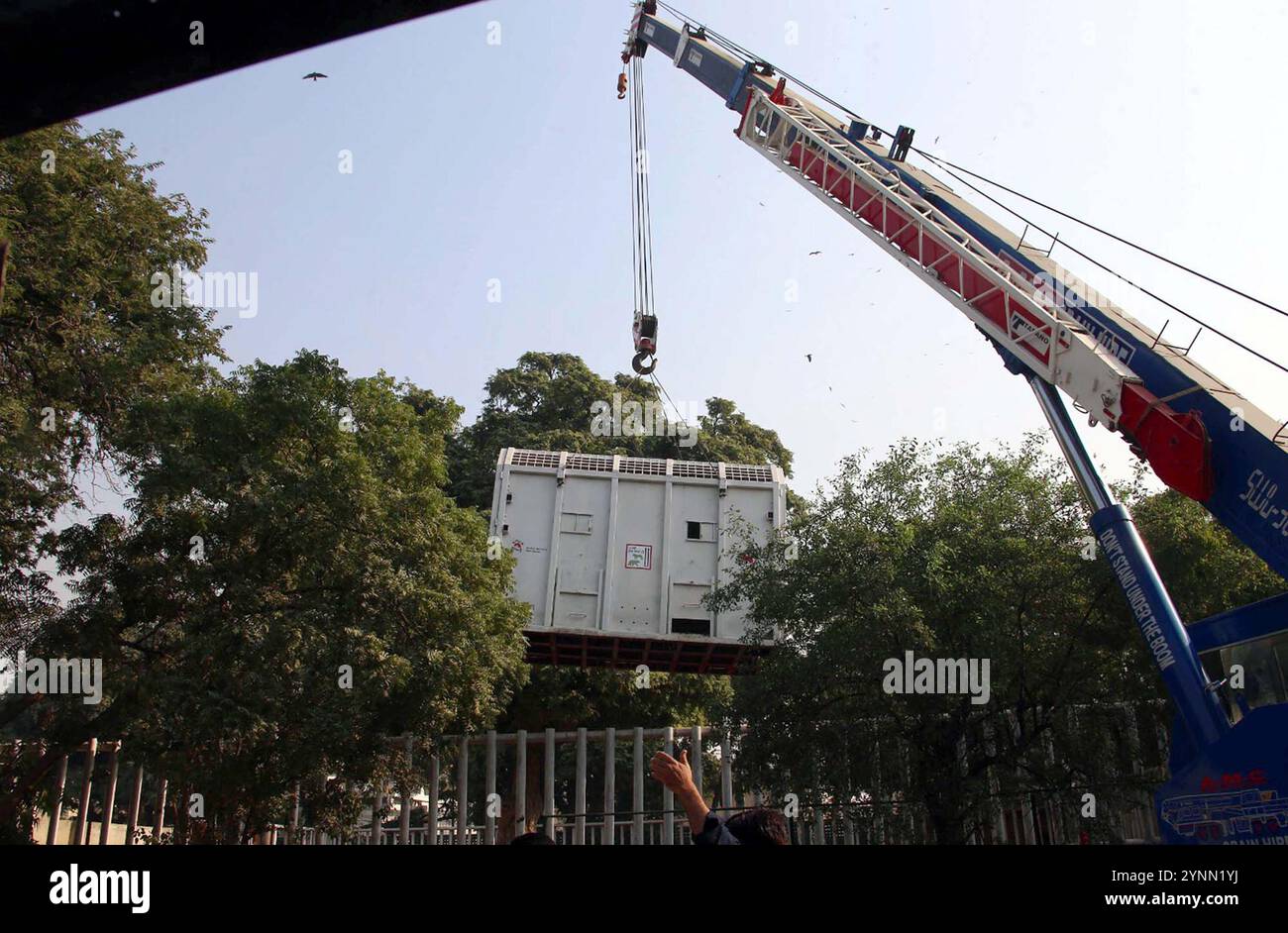 View of transfer operation of Madhubala, the elephant from Karachi Zoo ...