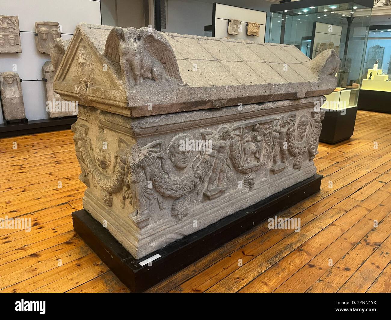 sarcophagus, Heros horseman, garlands, genii of Death, giants, victorias, masks, 2nd Century ...